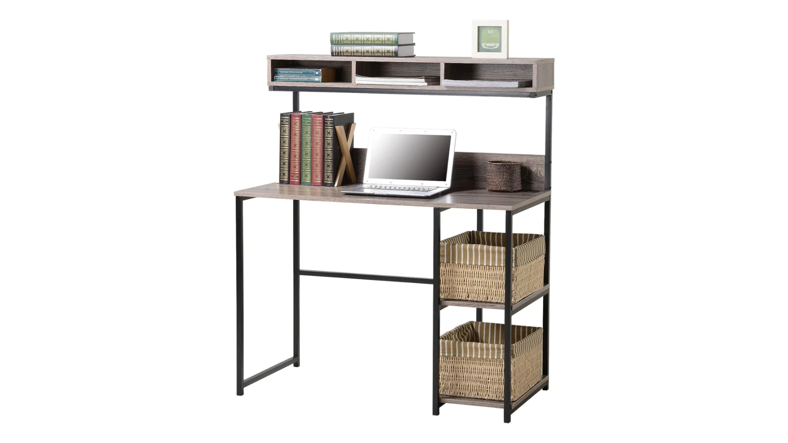 Maestro Furniture Fai Industrial Home Office Desk with Hutch - Brown ...