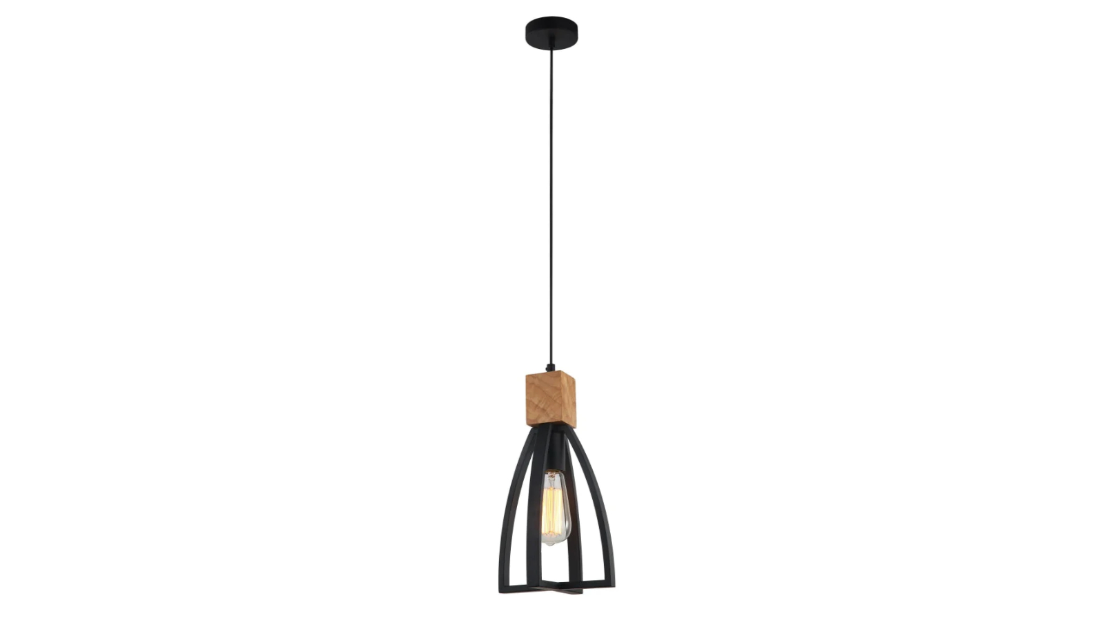 Faro Convex Cone with Wood Highlight Interior Pendant Light - Matte ...
