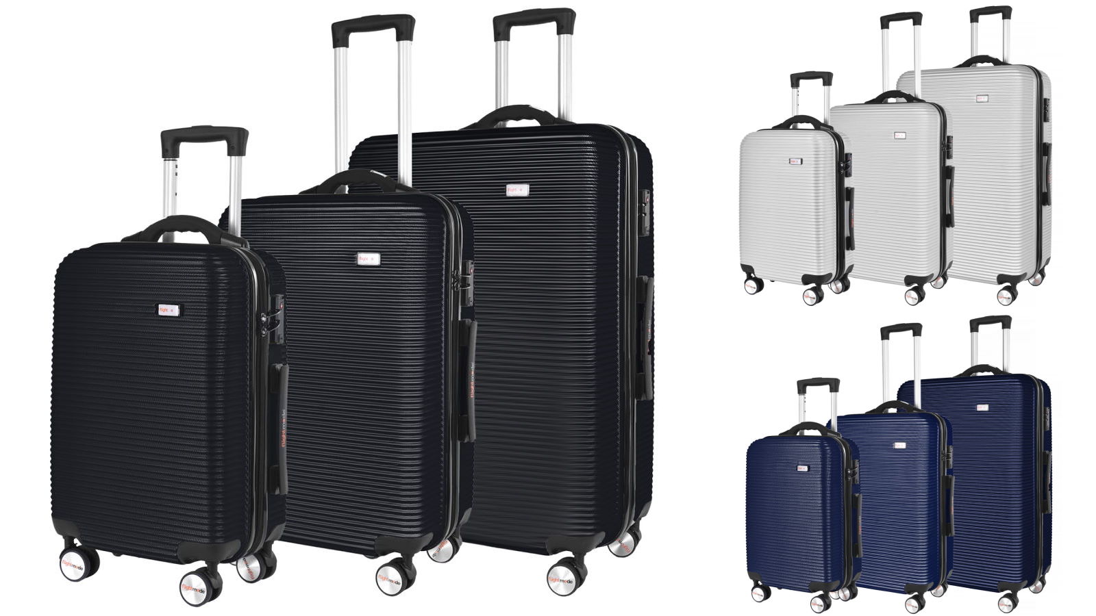 Flightmode 3-Piece Lightweight Suitcase with Digital Scale and USB ...