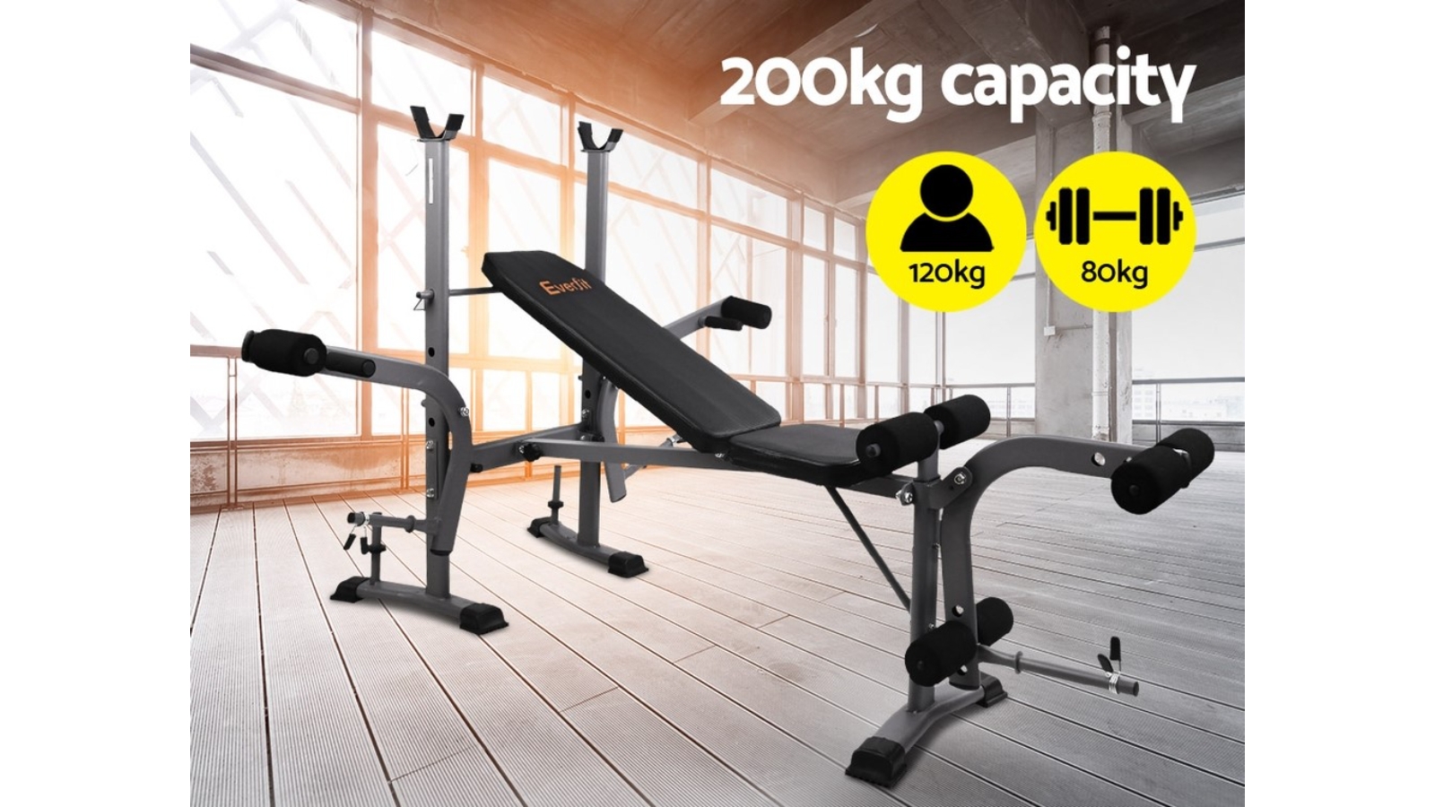 Everfit 8in1 Multi Station Weight Bench - Black | Harvey Norman