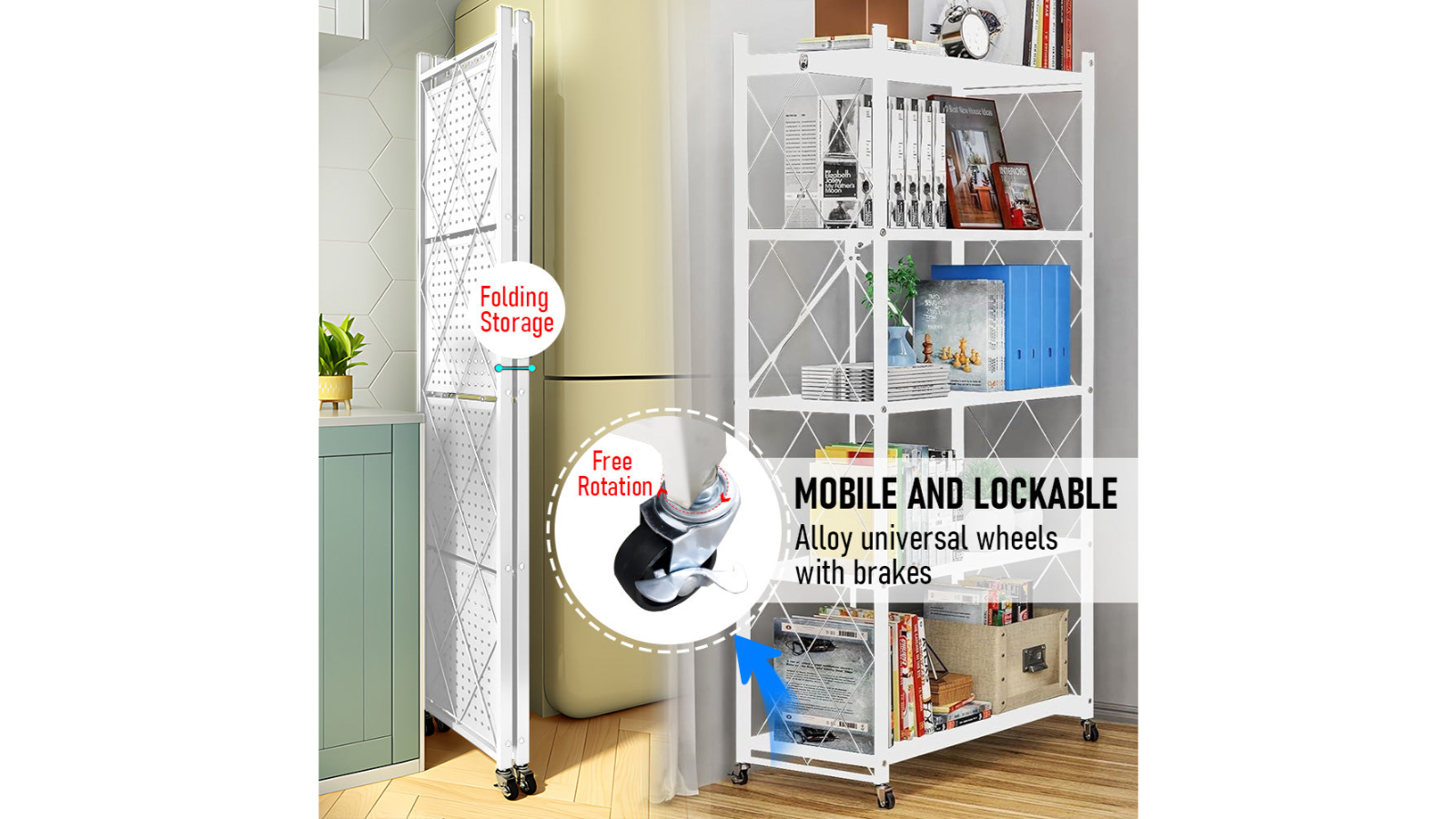 Yarra Supply 5-Tier Foldable Shelf Wheel Rack | Harvey Norman