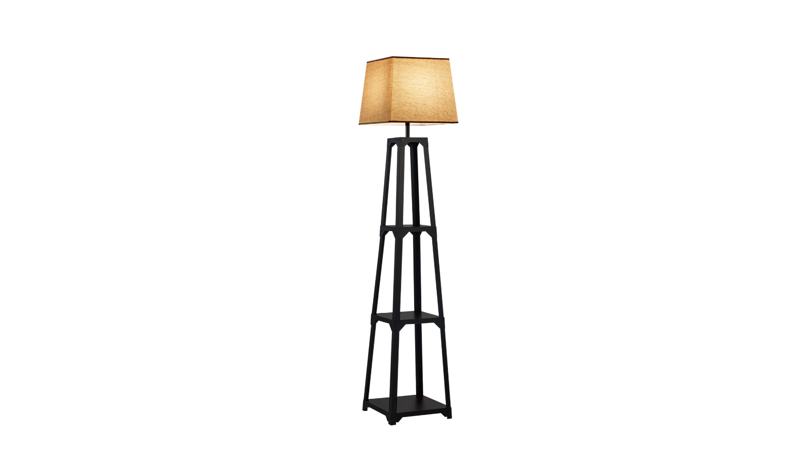 Oikiture Fabric Shade Standing Floor Lamp with Display Shelf | Harvey ...
