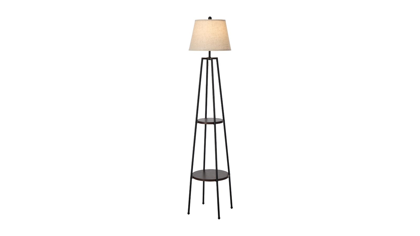 Oikiture Fabric Shade Standing Floor Lamp with Display Shelf - Black ...