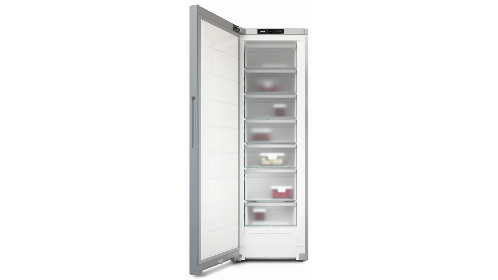 Miele 278L FNS 4382 EDT Vertical Freezer - Clean Steel | Harvey Norman