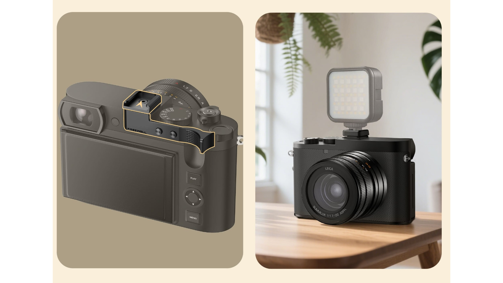 Freewell Leica Q3 and Leica Q3 43 Thumb Grip with Cold Shoe Mount ...