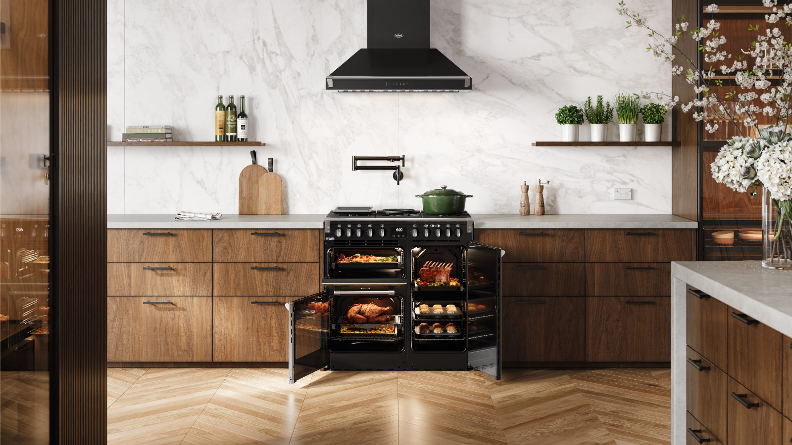 Belling 90cm Richmond Deluxe Dual Fuel Range Cooker - Cream | Harvey Norman