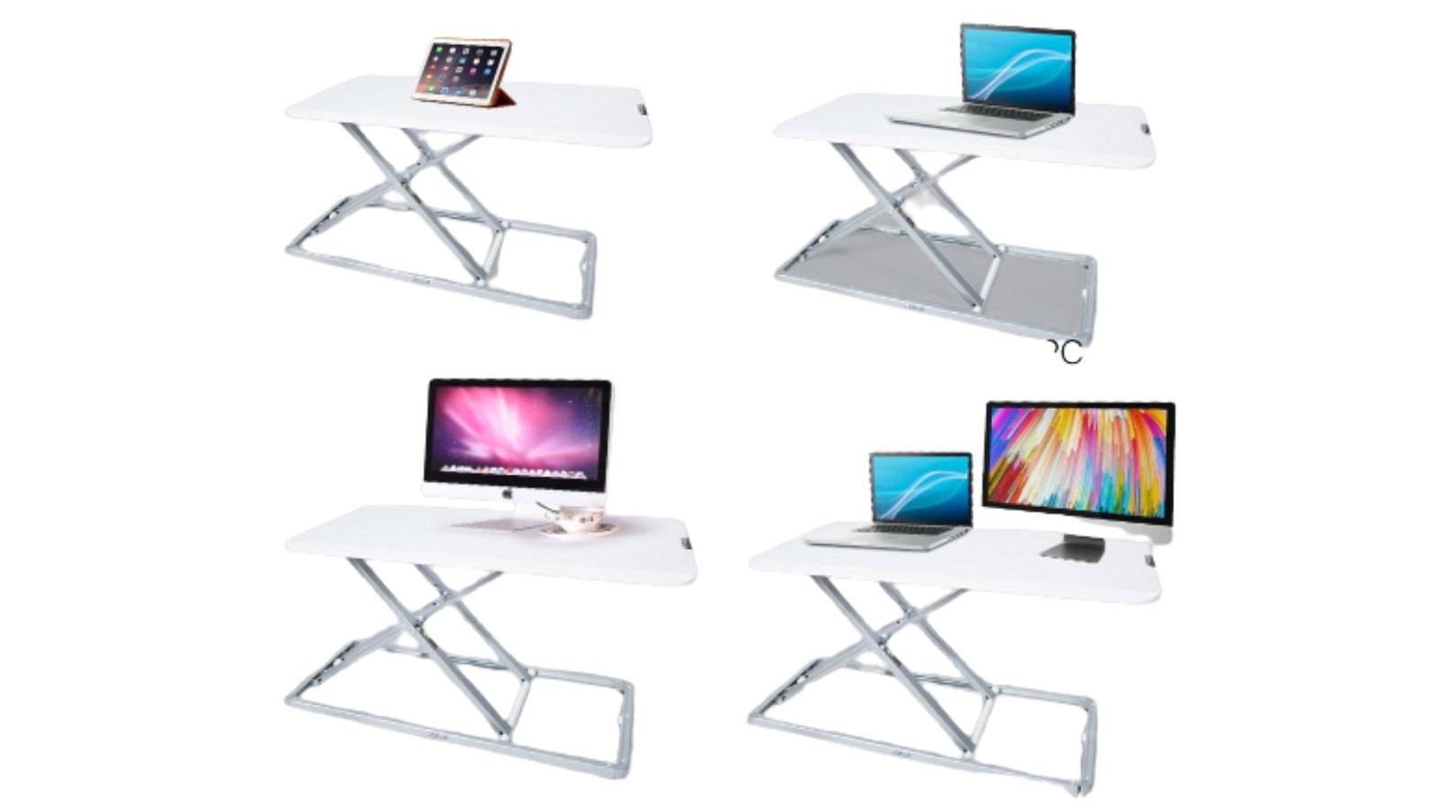 Fortia 74cm Sit to Stand Adjustable Desk Riser - White | Harvey Norman
