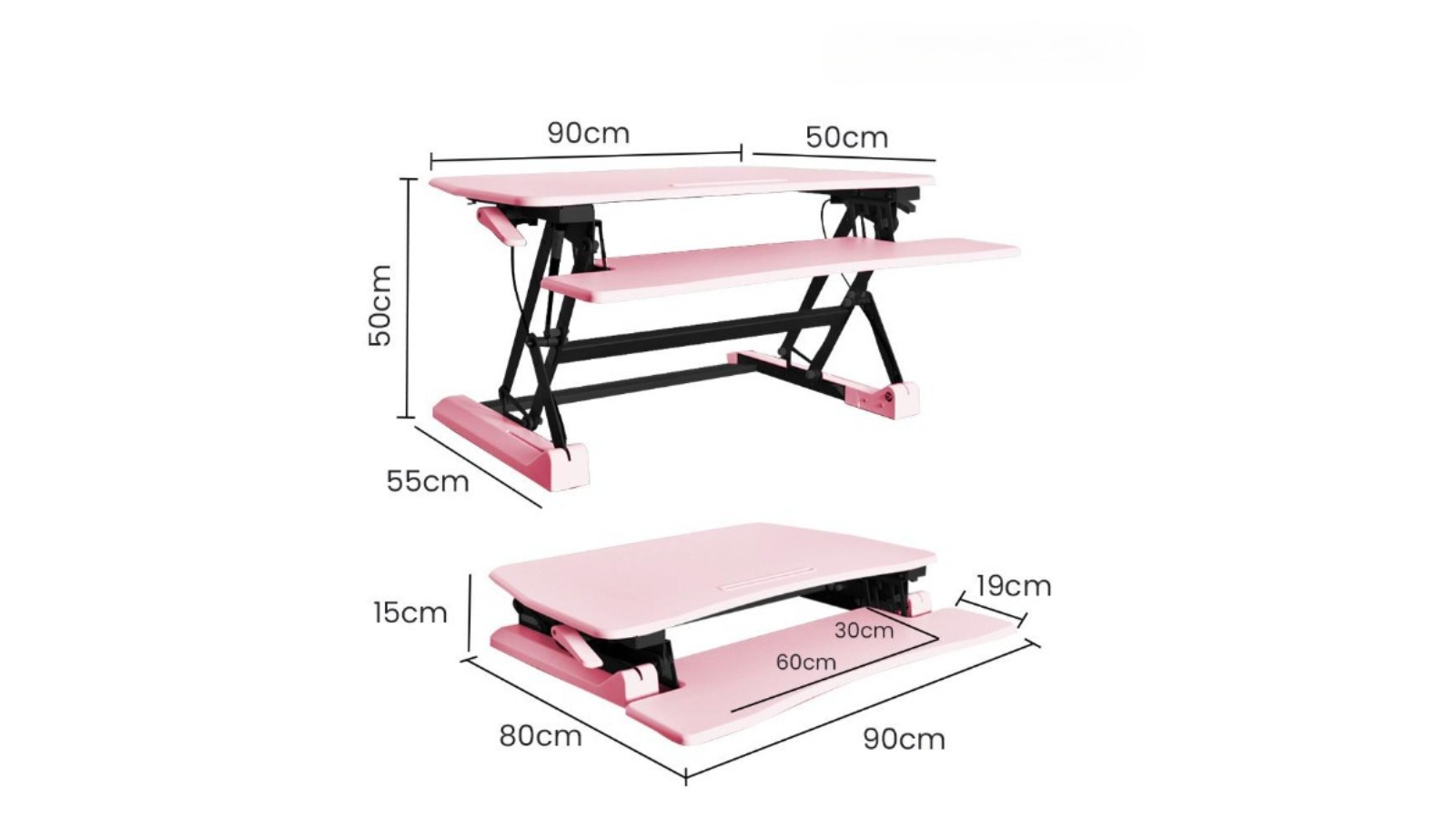 Fortia 90cm Sit to Stand Adjustable Desk Riser - Pinkv | Harvey Norman