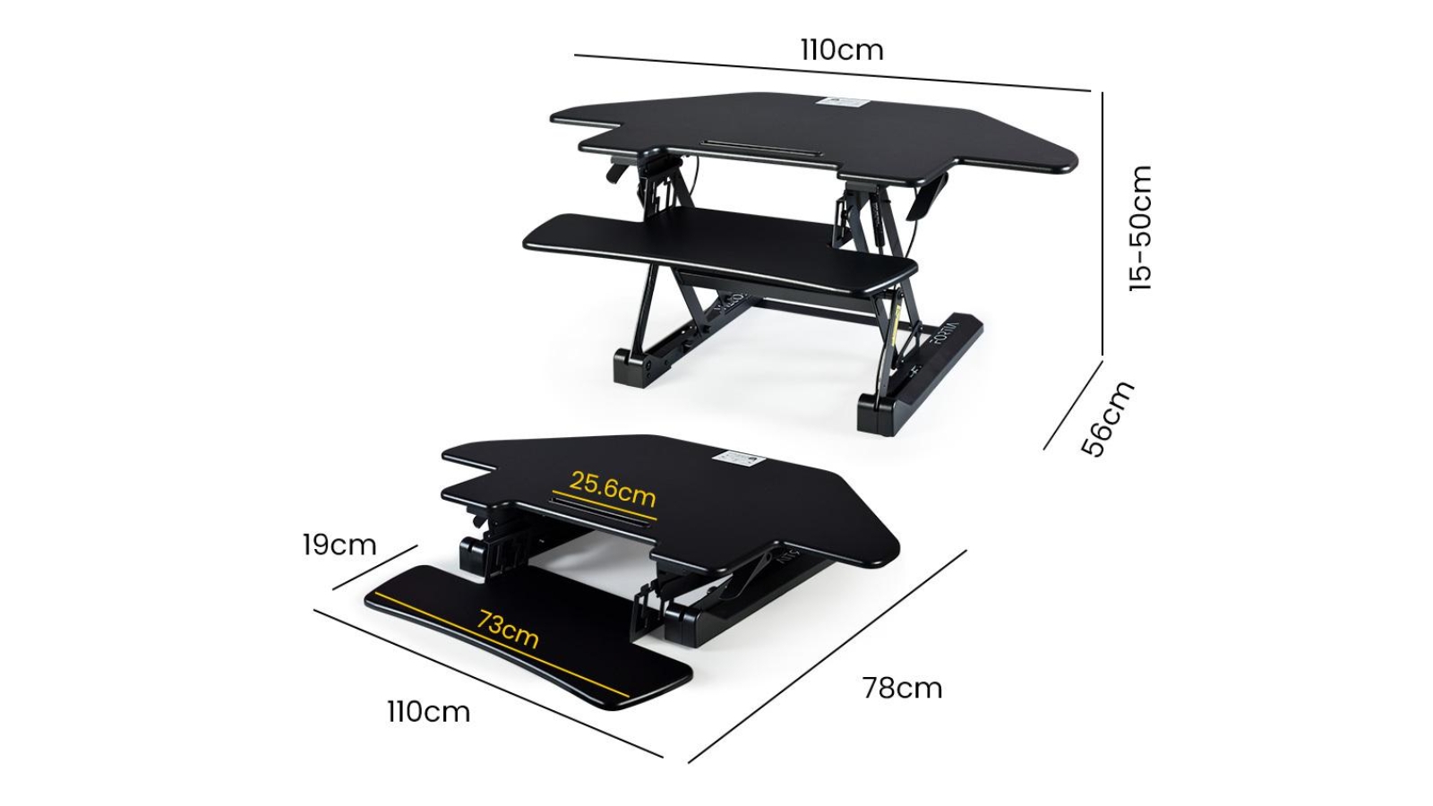 Fortia 110cm Sit to Stand Adjustable Corner Desk Riser - Black | Harvey ...