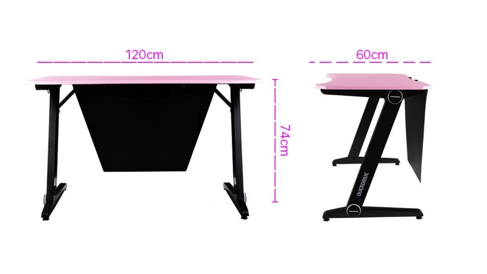 Overdrive DX2 Series Z-Style Gaming Computer PC Desk - Pink/Black ...