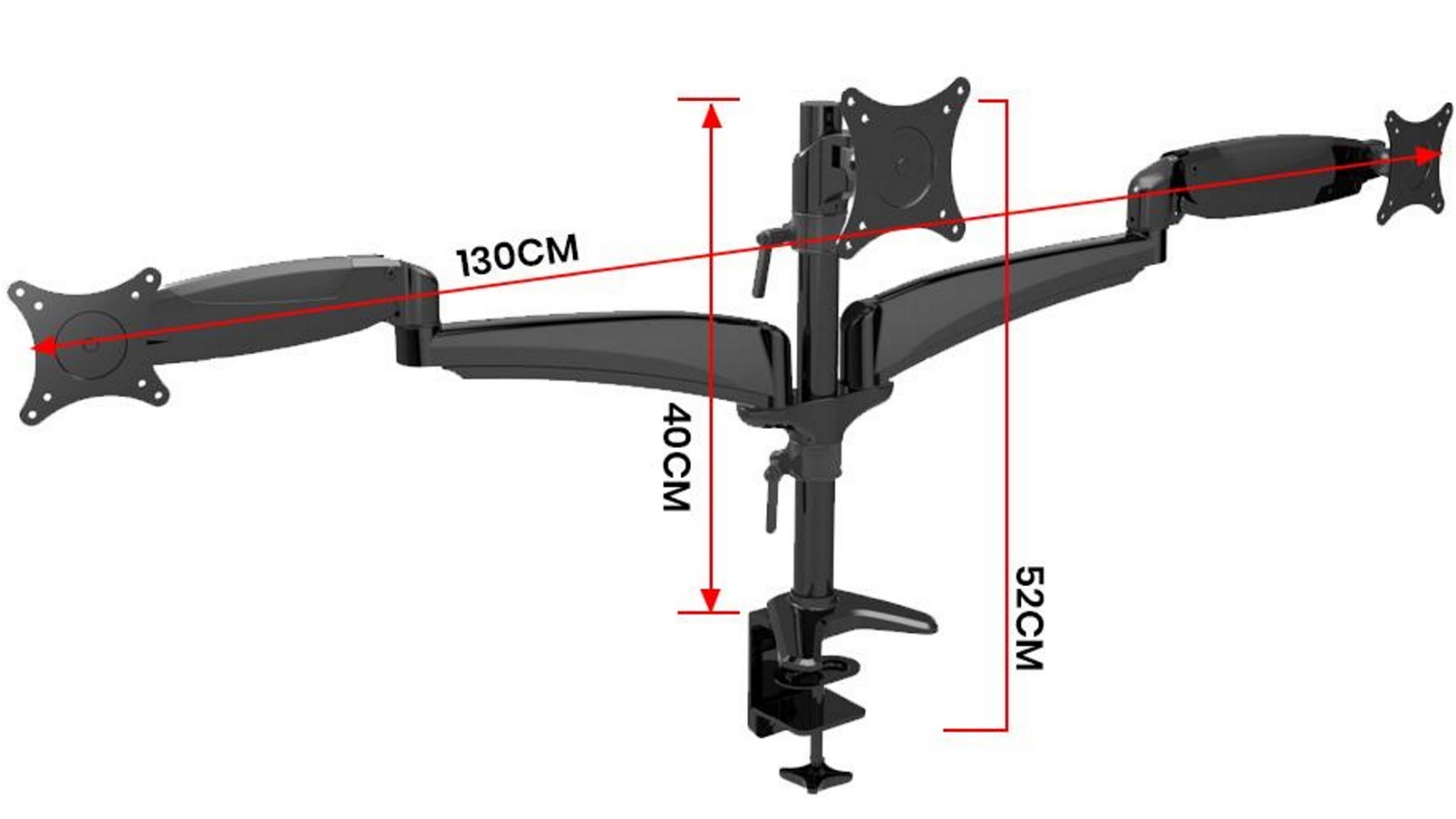 Fortia Triple Monitor Stand 3 Arm Computer Display Mount with Height ...