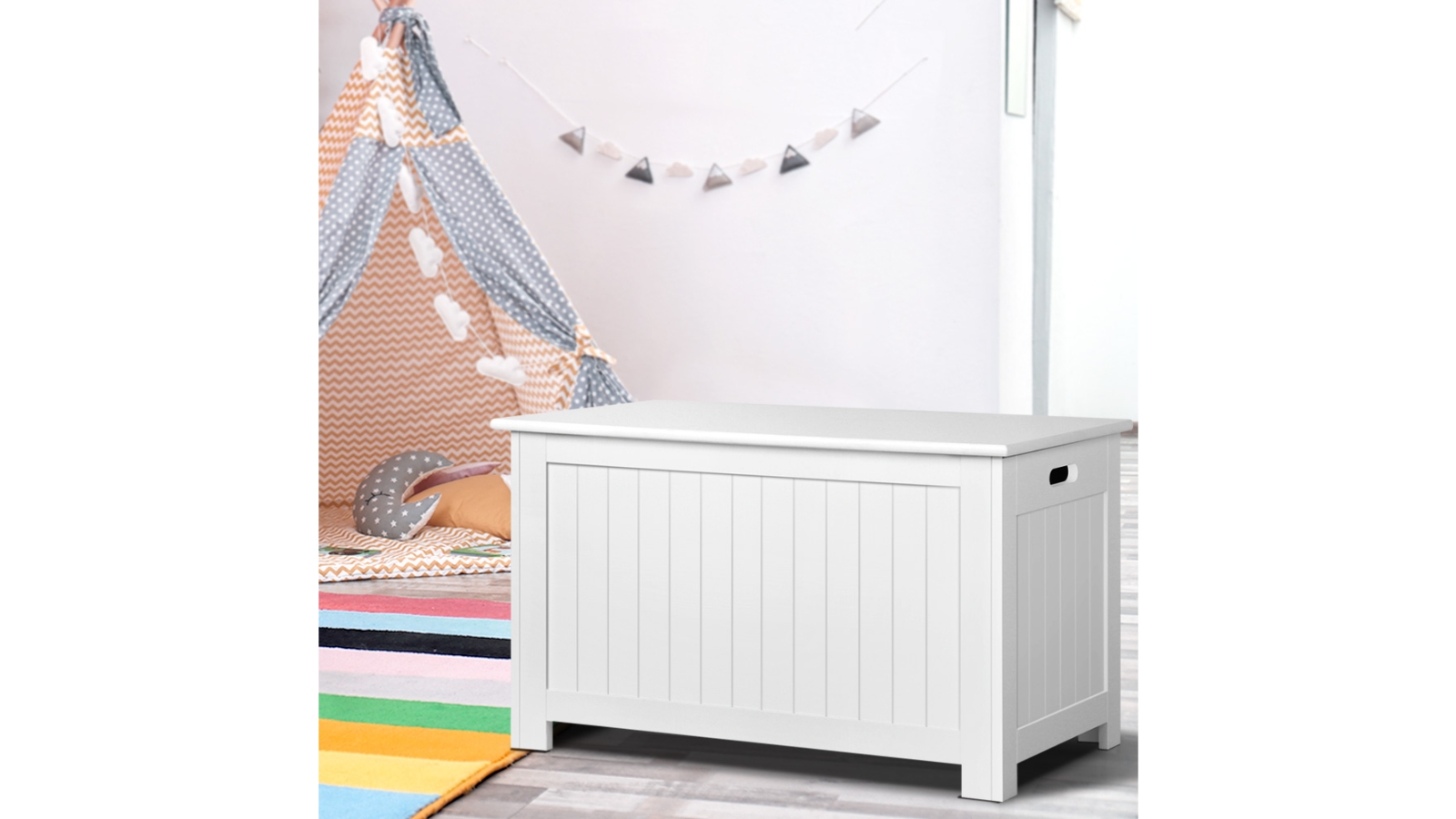 Keezi Kids Toy Box Chest Organiser White Harvey Norman