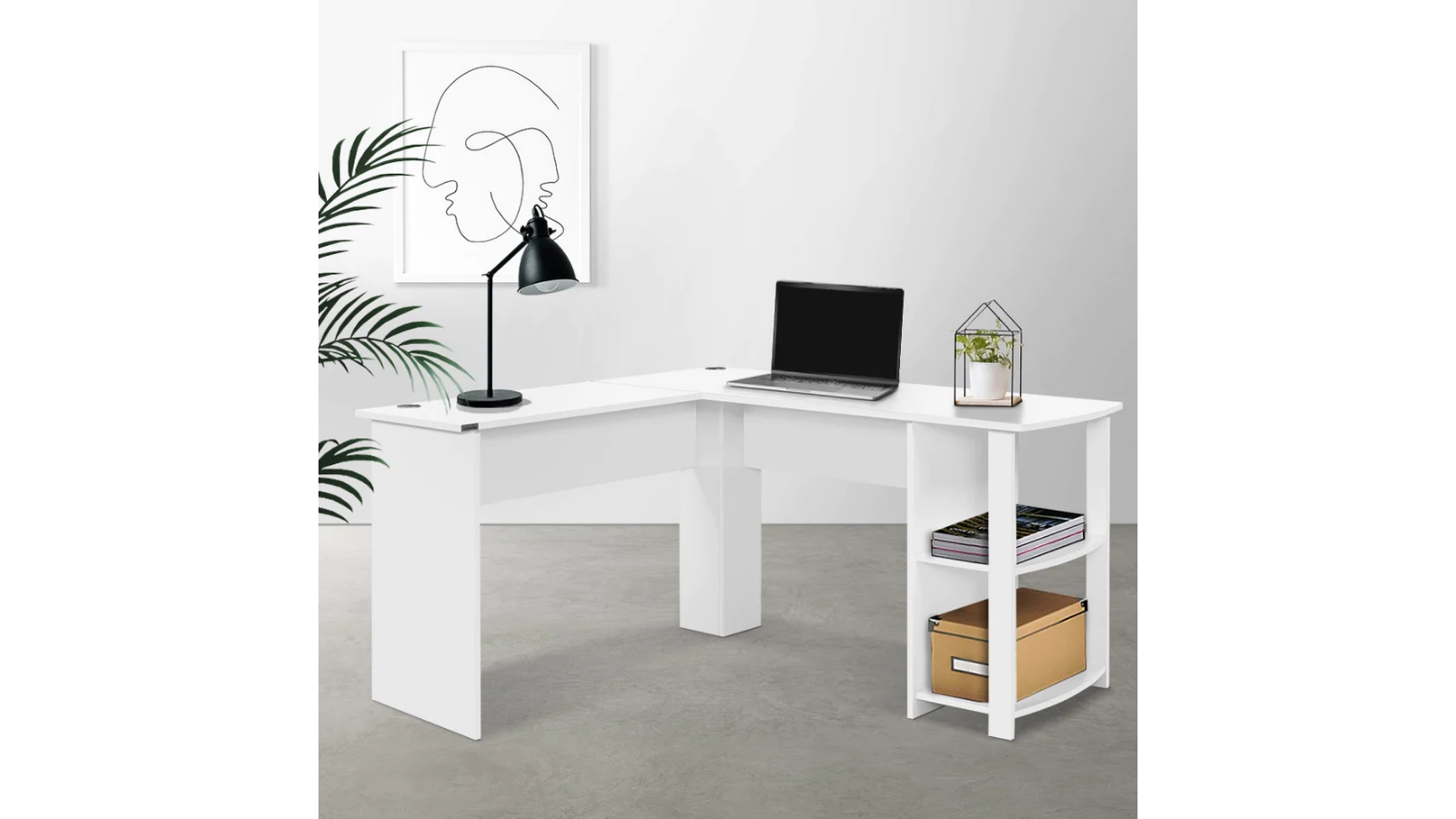 Artiss L Shape White Corner Desk Harvey Norman