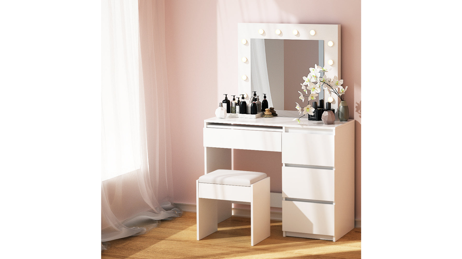 HOD Artiss Led Dressing Table Makeup Mirror White