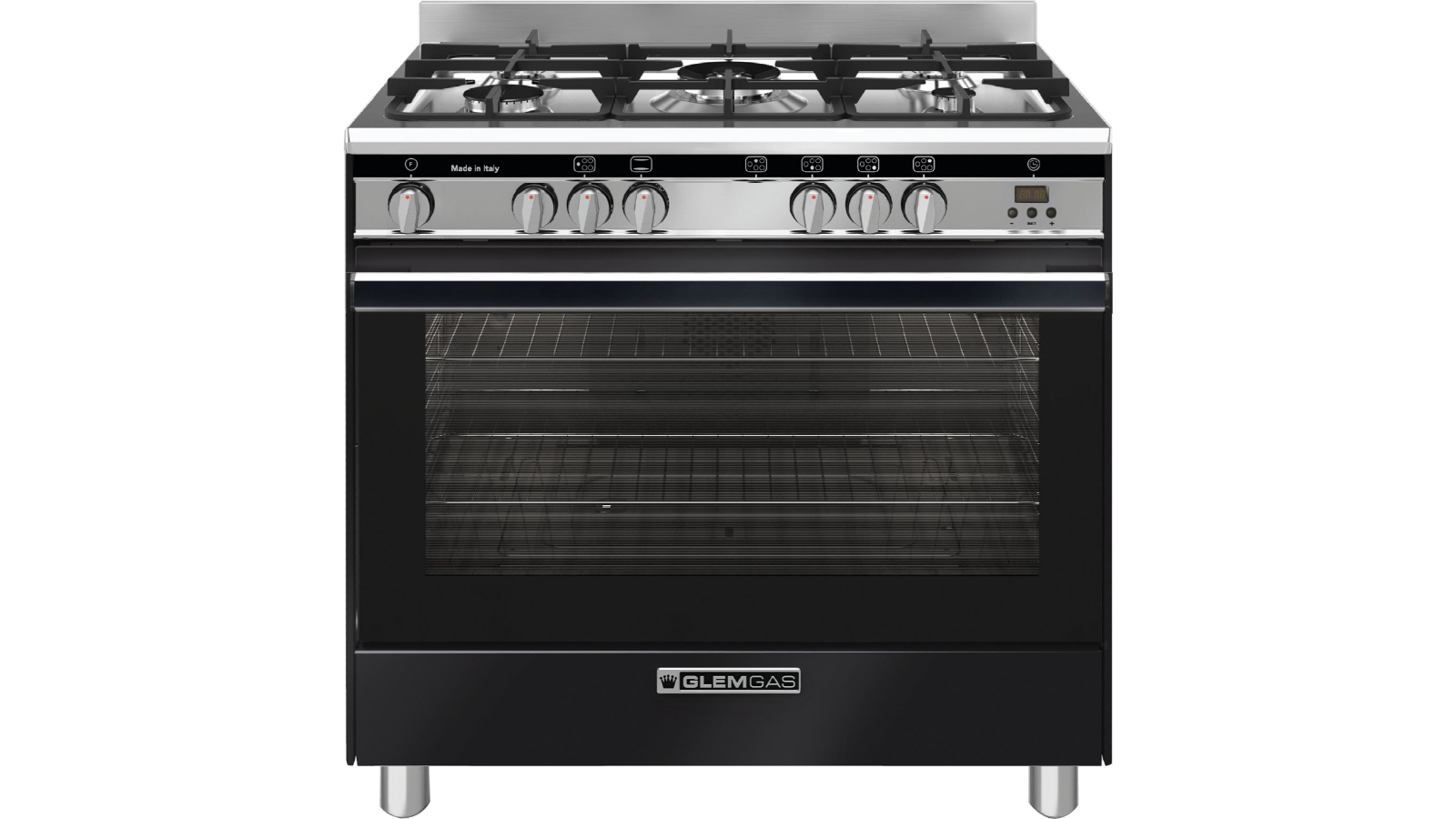 Glem Gas 90cm Freestanding Cooker with Gas Oven - Matte Black | Harvey ...