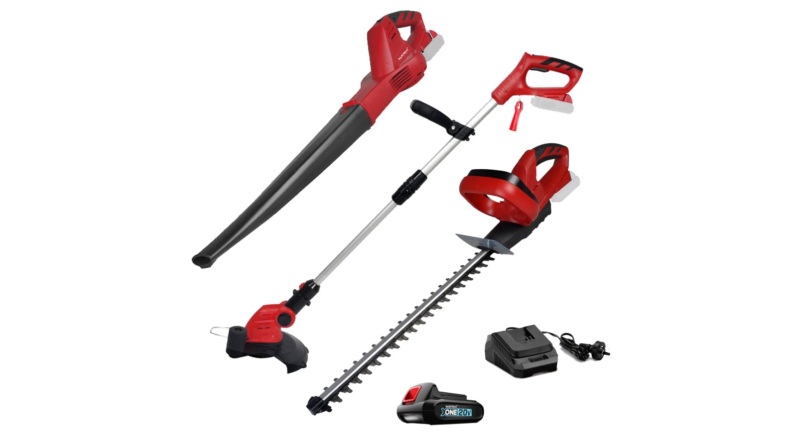 Matrix 20V X-ONE Grass Trimmer Hedge Trimmer Leaf Blower 3in1 Combo Kit ...