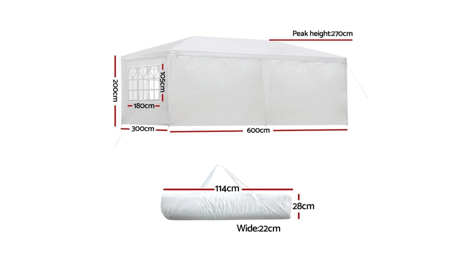 Instahut White Outdoor Gazebo Marquee Wedding Party Camping Tent - 3 x ...