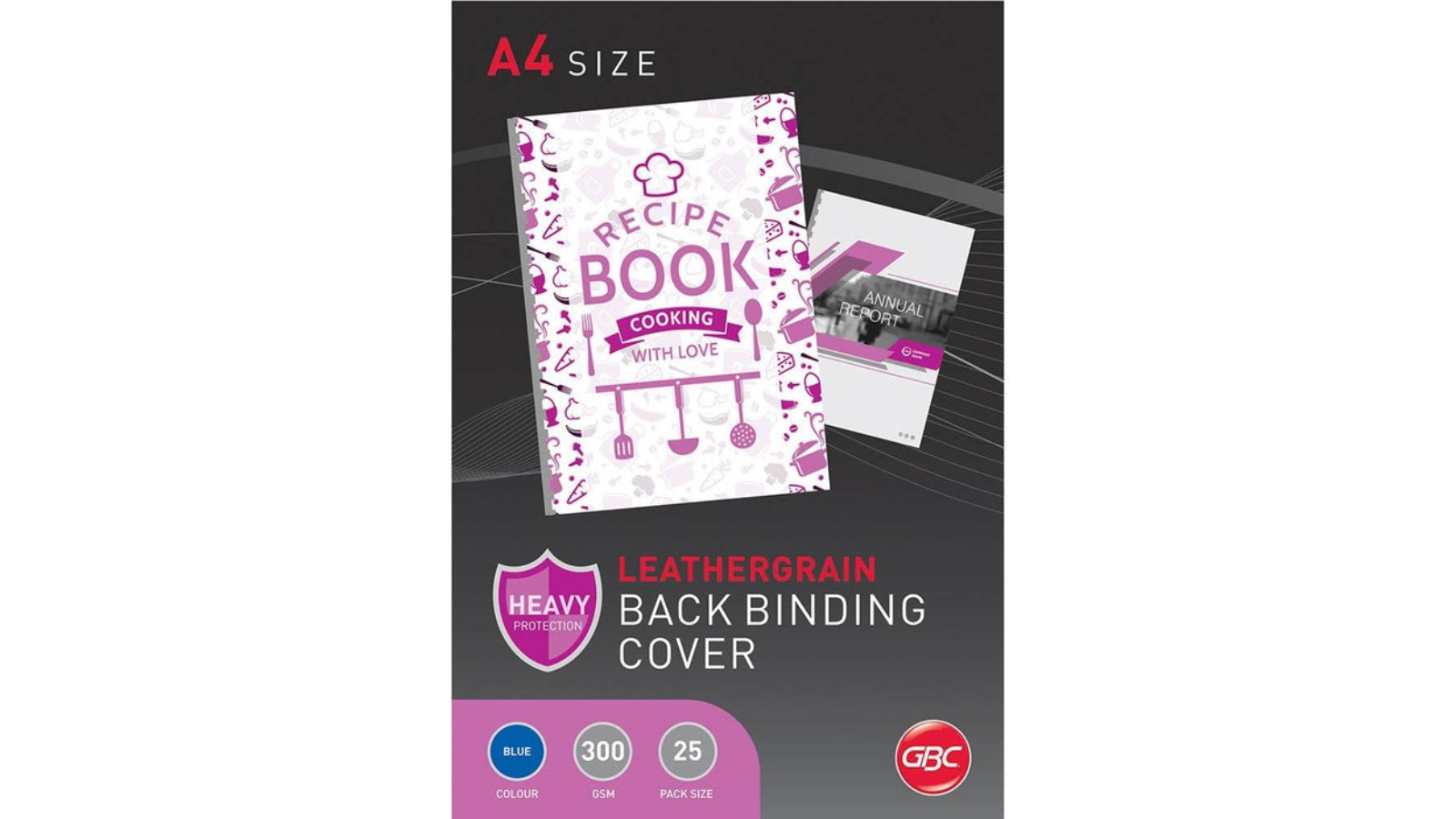 GBC Pack of 25 Blue 300gsm A4 Leathergrain Binding Cover | Harvey Norman