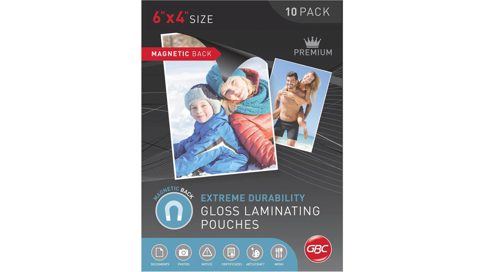 GBC Box of 10 Magnetic 175 Micron Clear Laminating Pouch - 6 x 4inch ...