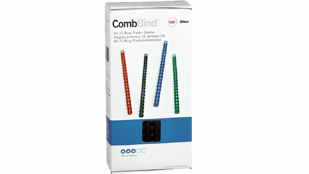GBC Pack of 100 Plastic Spine Round 21 Loop A4 Black Binding Comb - 1 ...