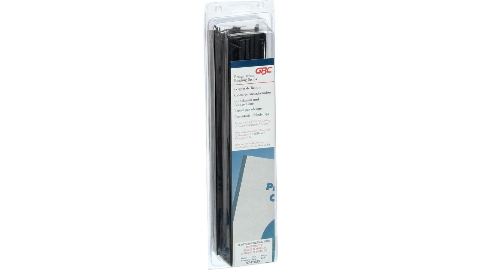 GBC Pack of 25 4 Prong 4.5cm Velobind Strip - Black | Harvey Norman