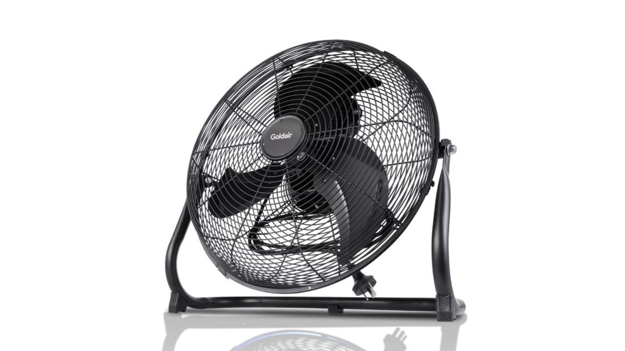 Goldair 40cm High Velocity Floor Fan - Matte Black | Harvey Norman