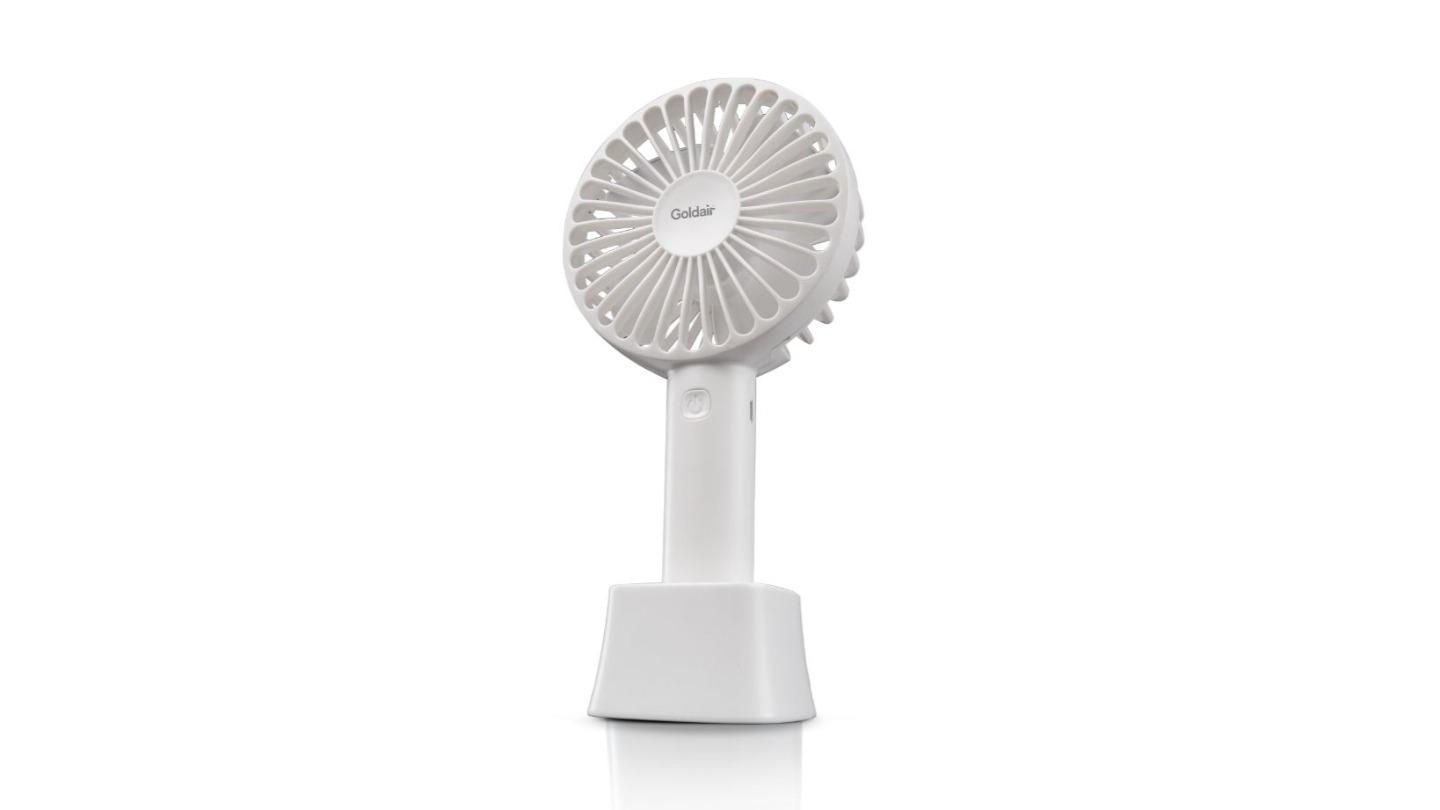 Goldair 10cm Rechargeable Personal Handheld Fan – White | Harvey Norman