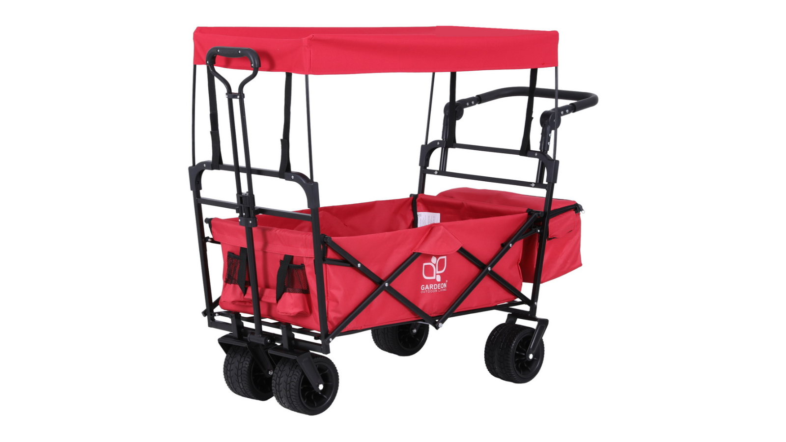 Gardeon Garden Cart with Removable Canopy - Red | Harvey Norman