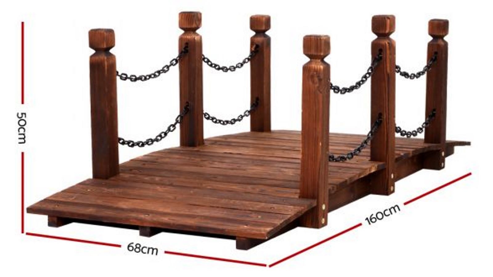 Gardeon 160cm Rustic Chain Wooden Bridge | Harvey Norman