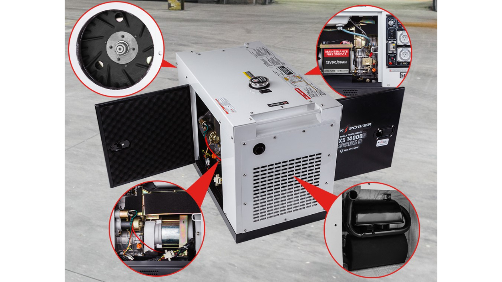 GENPOWER 8.4kW Peak RCD Safety Diesel Generator | Harvey Norman