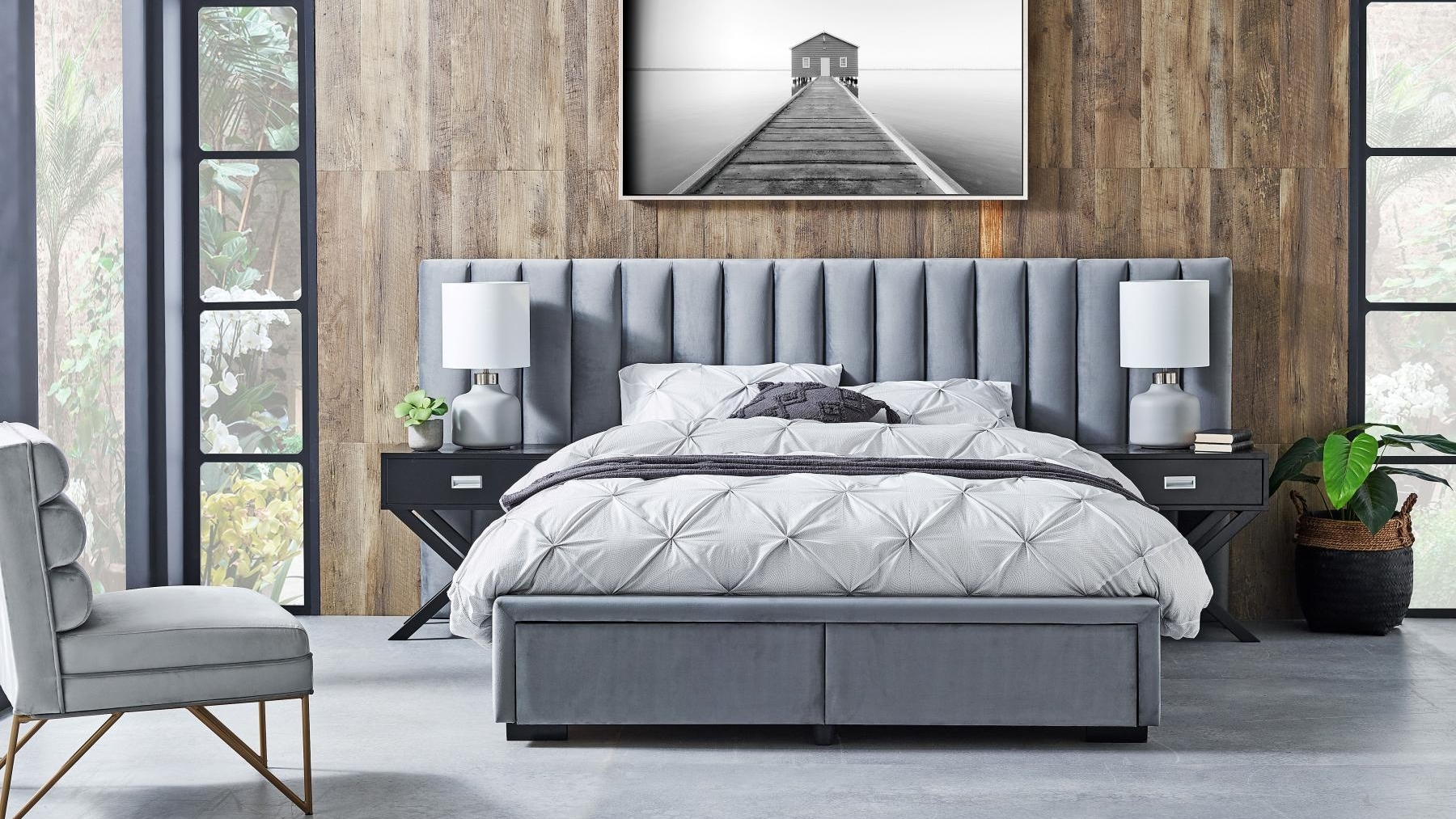 Harvey norman grey bed store