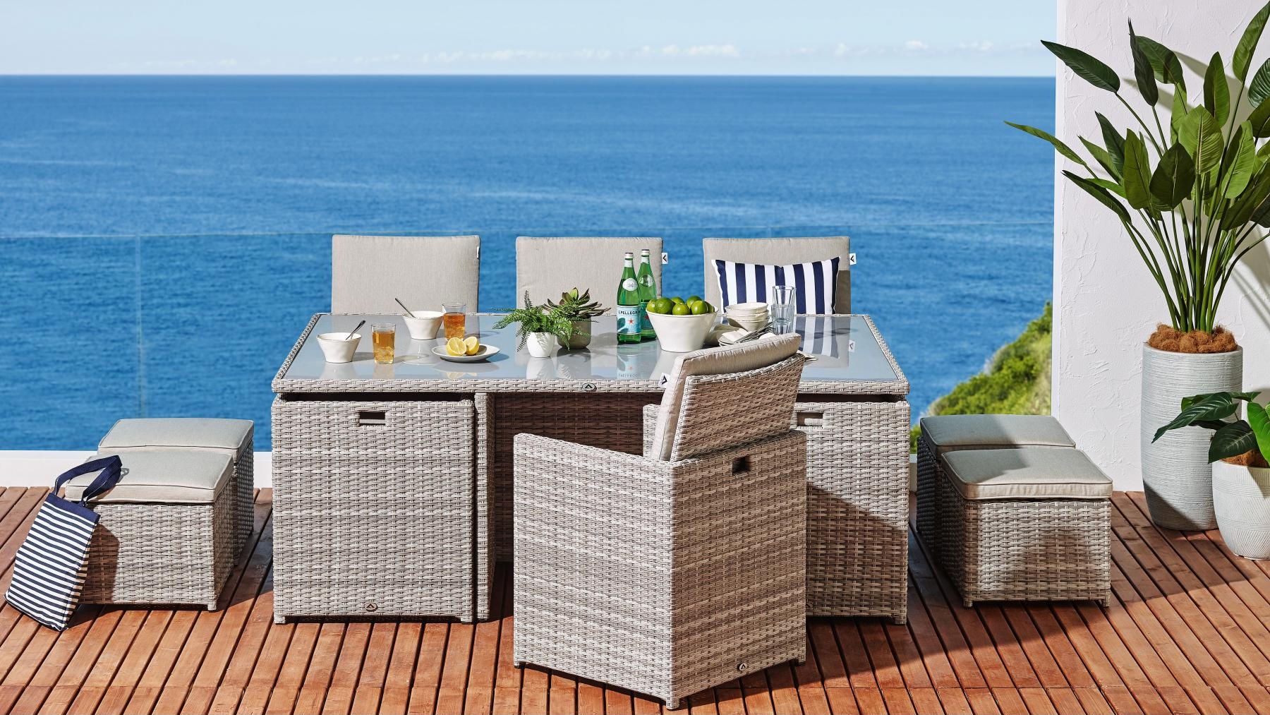 Sorrento 11-Piece Outdoor Dining Setting with Cover | Harvey Norman