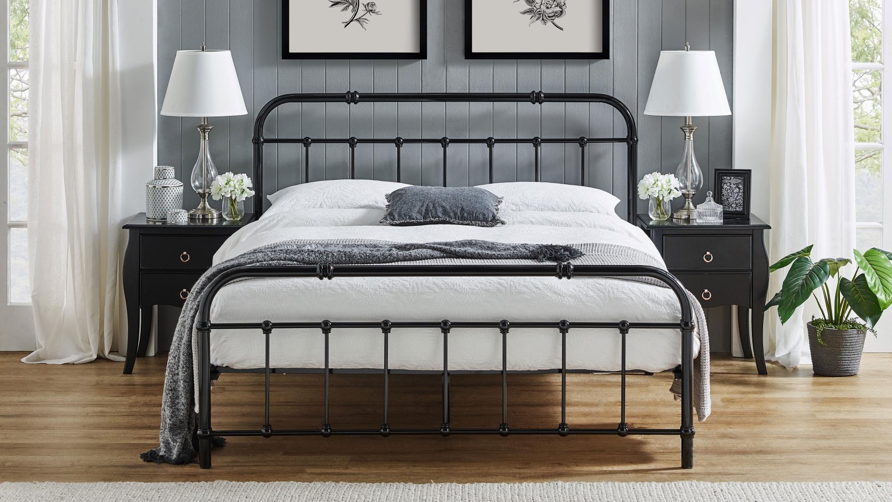 Austen Black Bed - Double | Harvey Norman