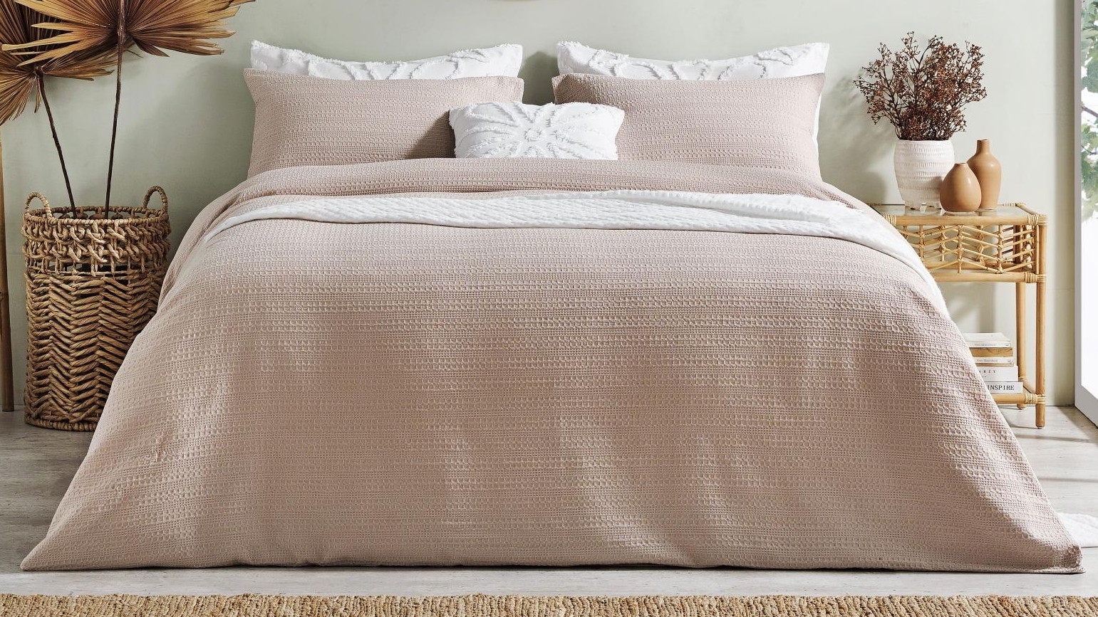 L'Avenue Olivia Natural Quilt Cover Set - Queen | Harvey Norman