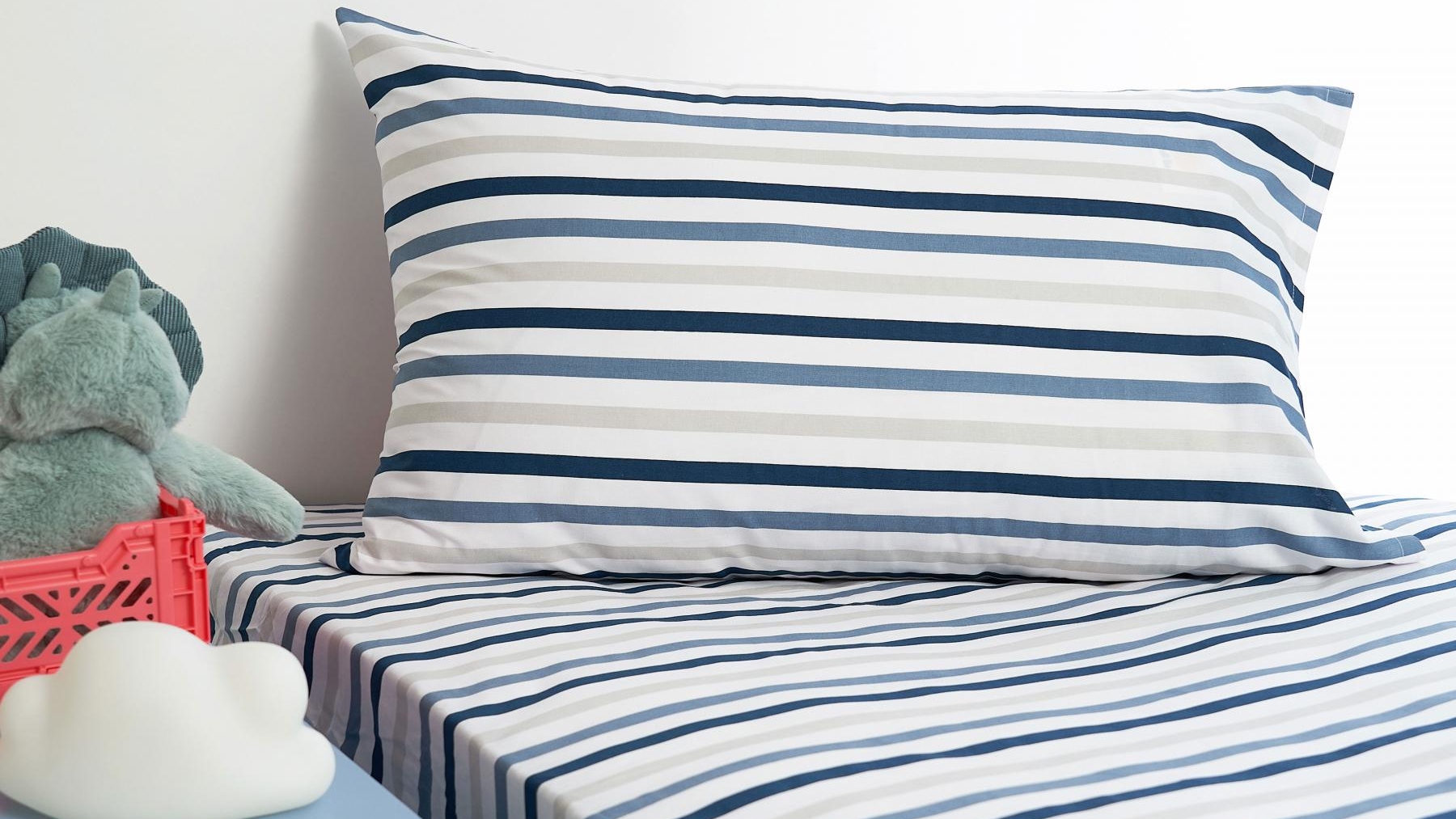 Minikins Junior Blue Stripe Single Fitted Sheet Set | Harvey Norman