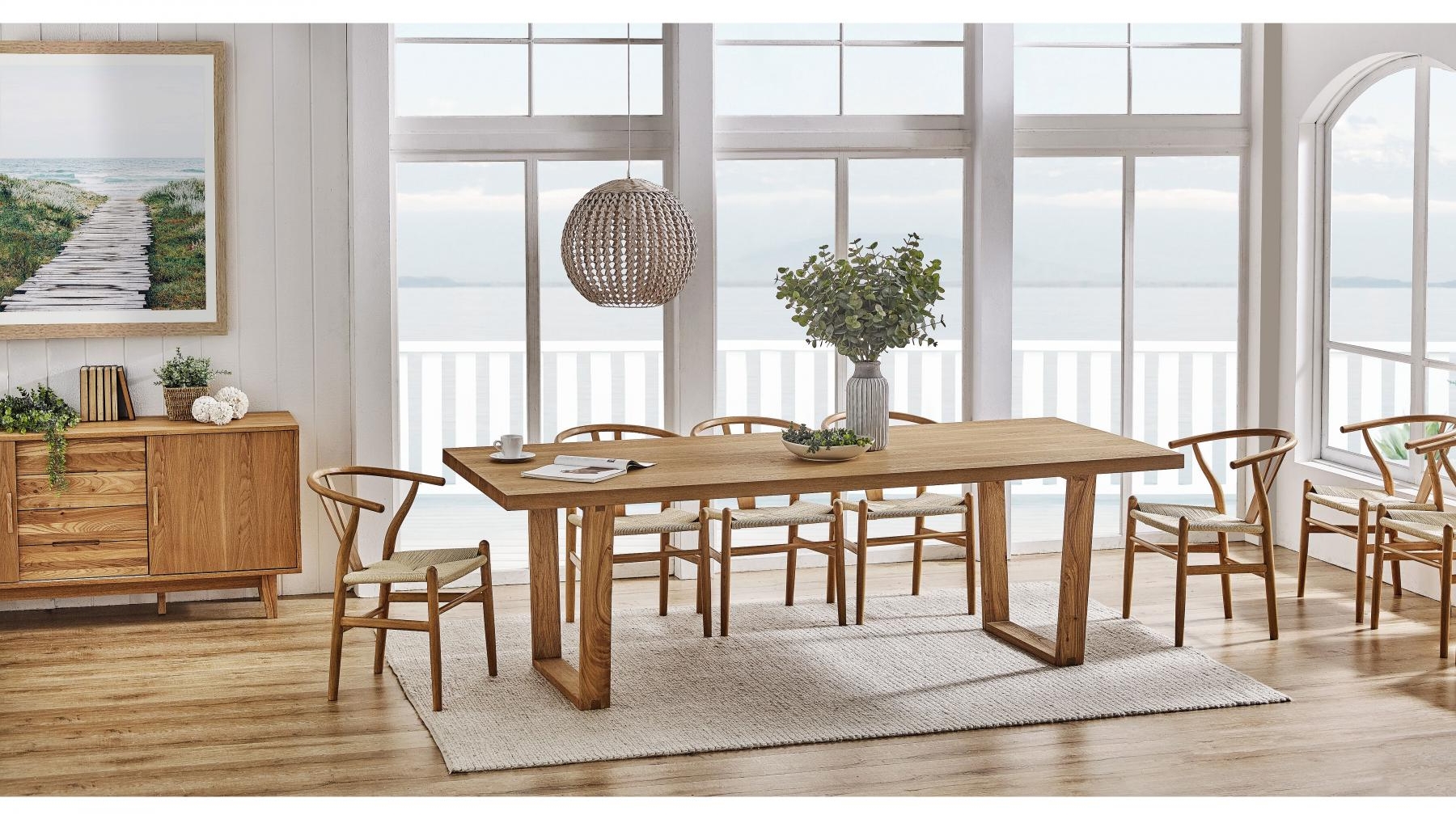 Airlie 9-Piece Rectangular Dining Setting- Natural | Harvey Norman