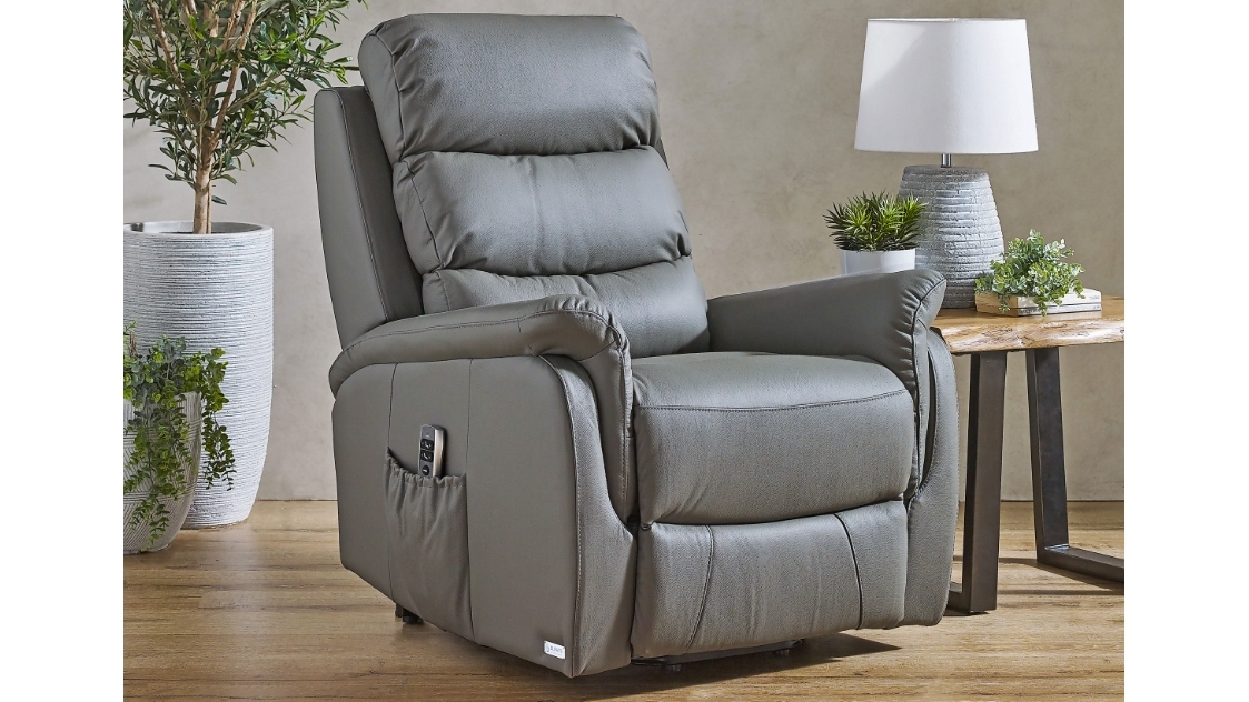 Nevada Leather Dual Motor Lift Chair - Grey | Harvey Norman