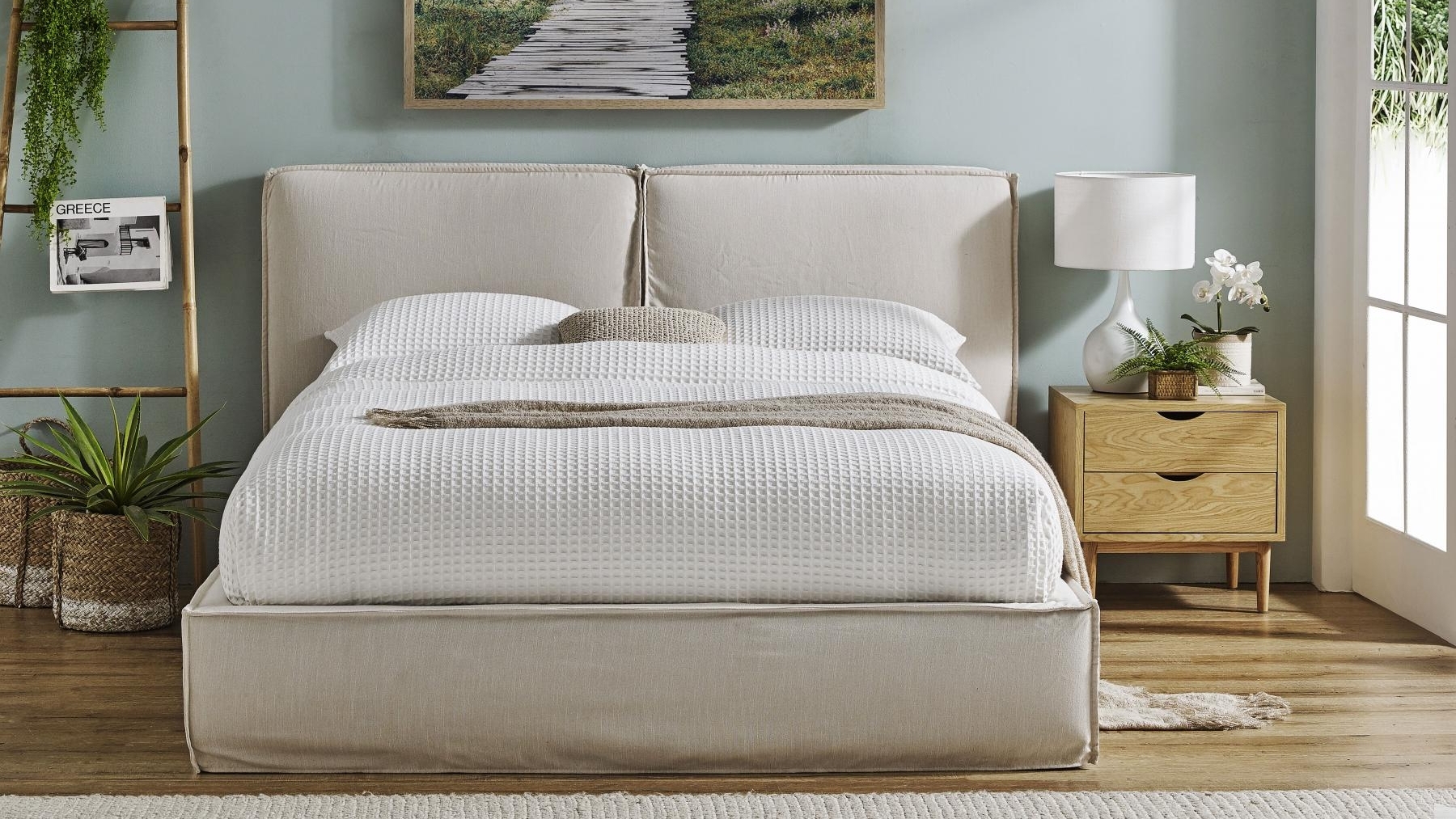 Hayes Oat Slip Bed - Queen | Harvey Norman