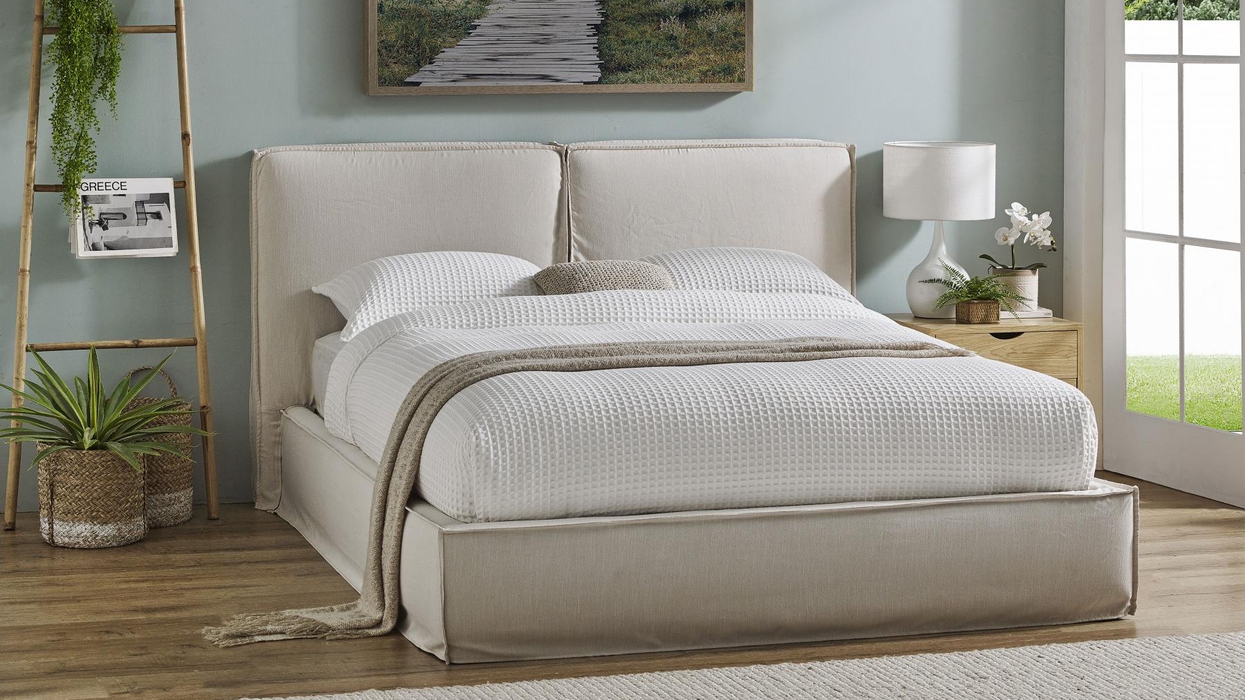 Hayes Oat Slip Bed - Double | Harvey Norman