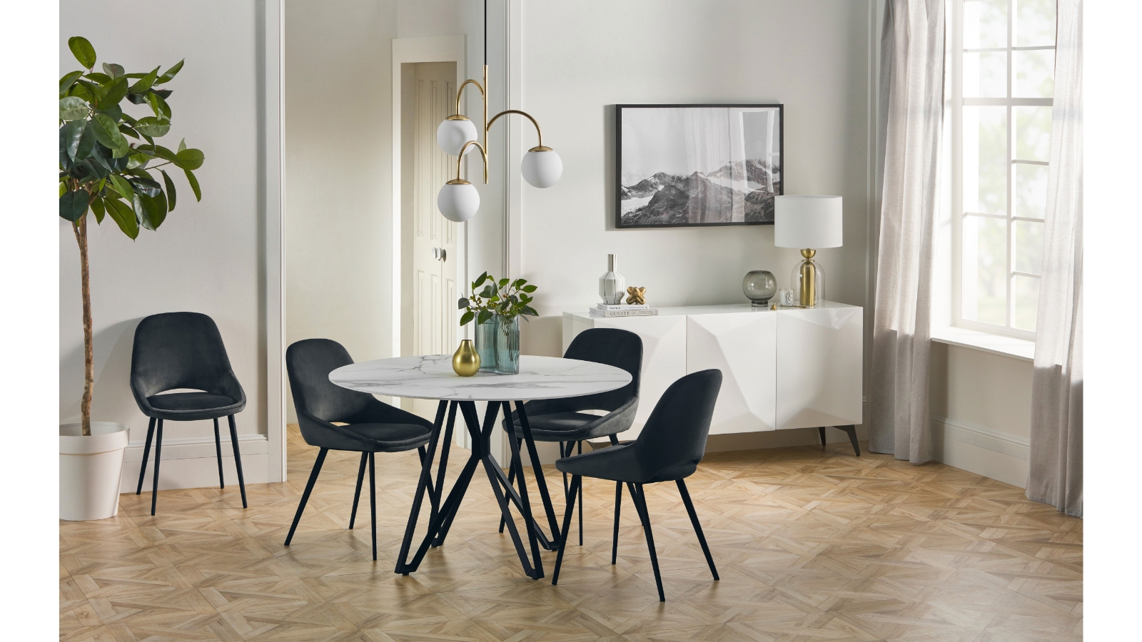 Tamari Dining Setting with Black Chairs | Harvey Norman