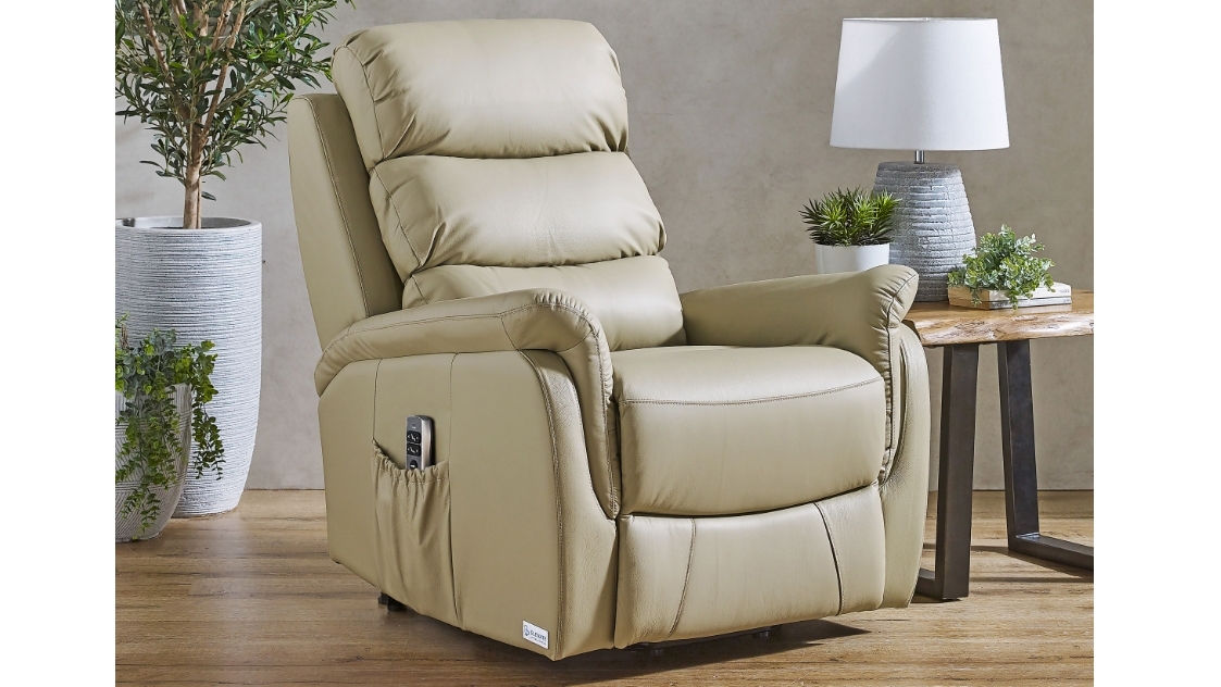 Nevada Leather Dual Motor Lift Chair - Taupe | Harvey Norman