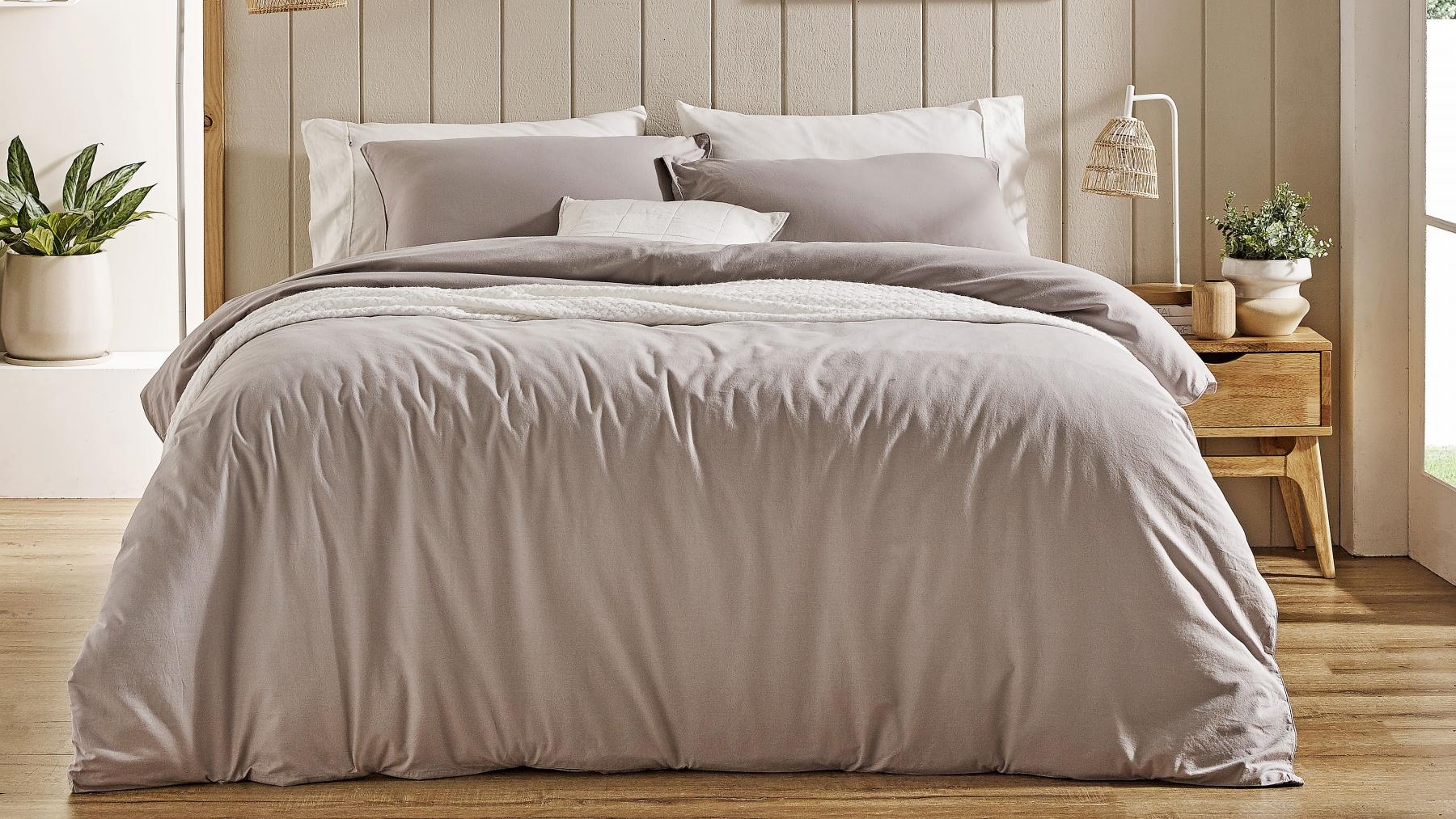 L'Avenue Organic Cotton Silver Quilt Cover Set | Harvey Norman