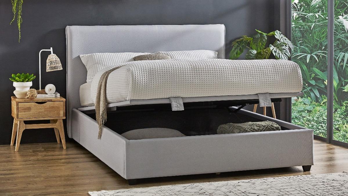 Traylee Gaslift Queen Bed - Shadow | Harvey Norman