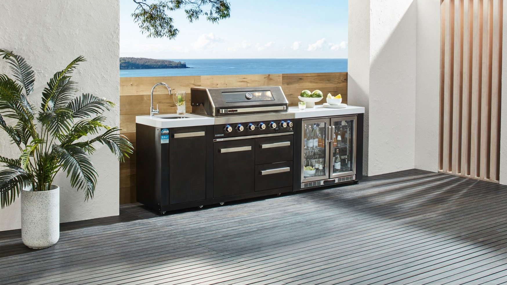 Everdure Neo Black 6 Burner Outdoor Kitchen | Harvey Norman