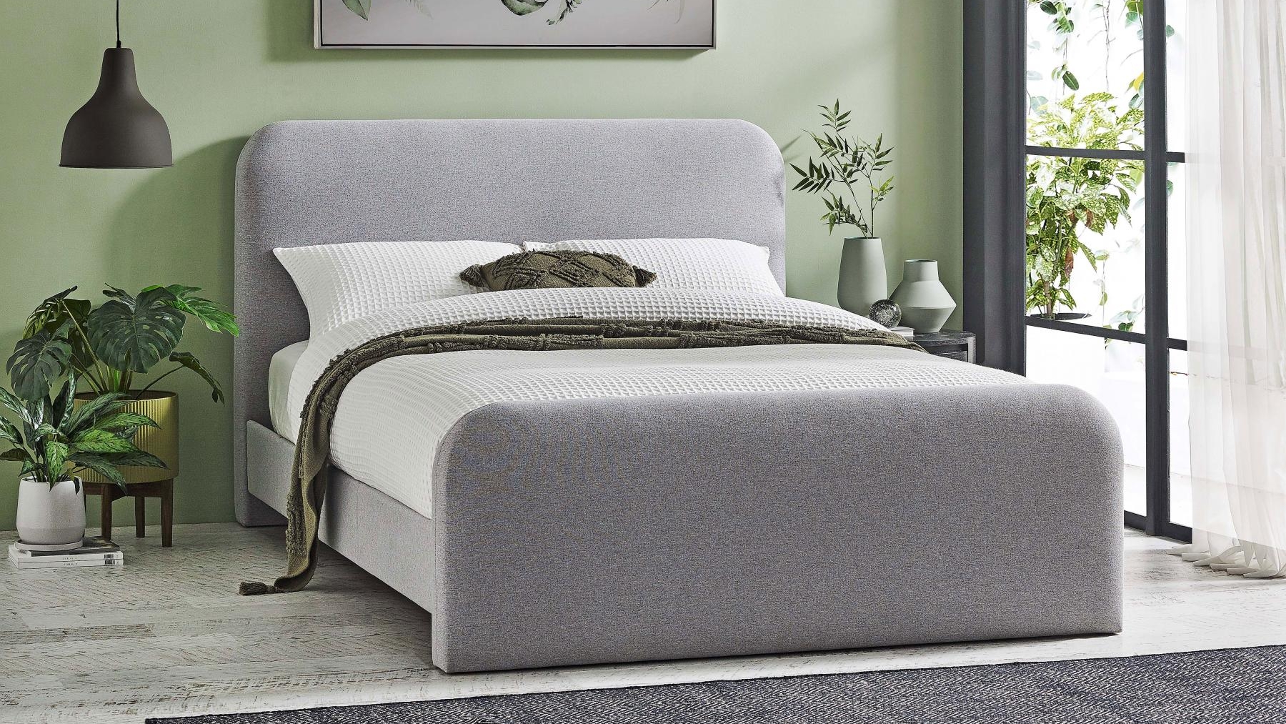 Barney Grey Bed - Queen | Harvey Norman