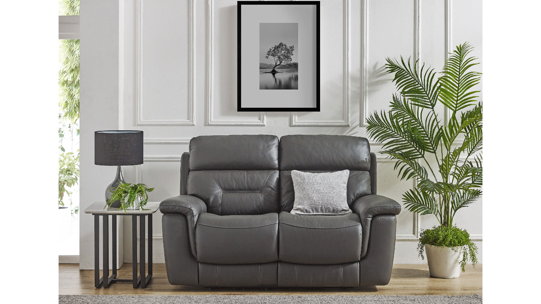 Carson 2-Seater Leather Powered Recliner Sofa - Shale Grey | Harvey Norman