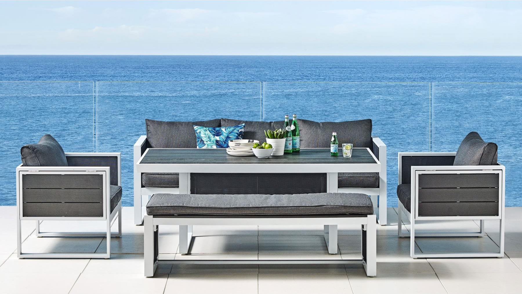 Bella 5-Piece Outdoor Lounge/Dining Setting - White | Harvey Norman