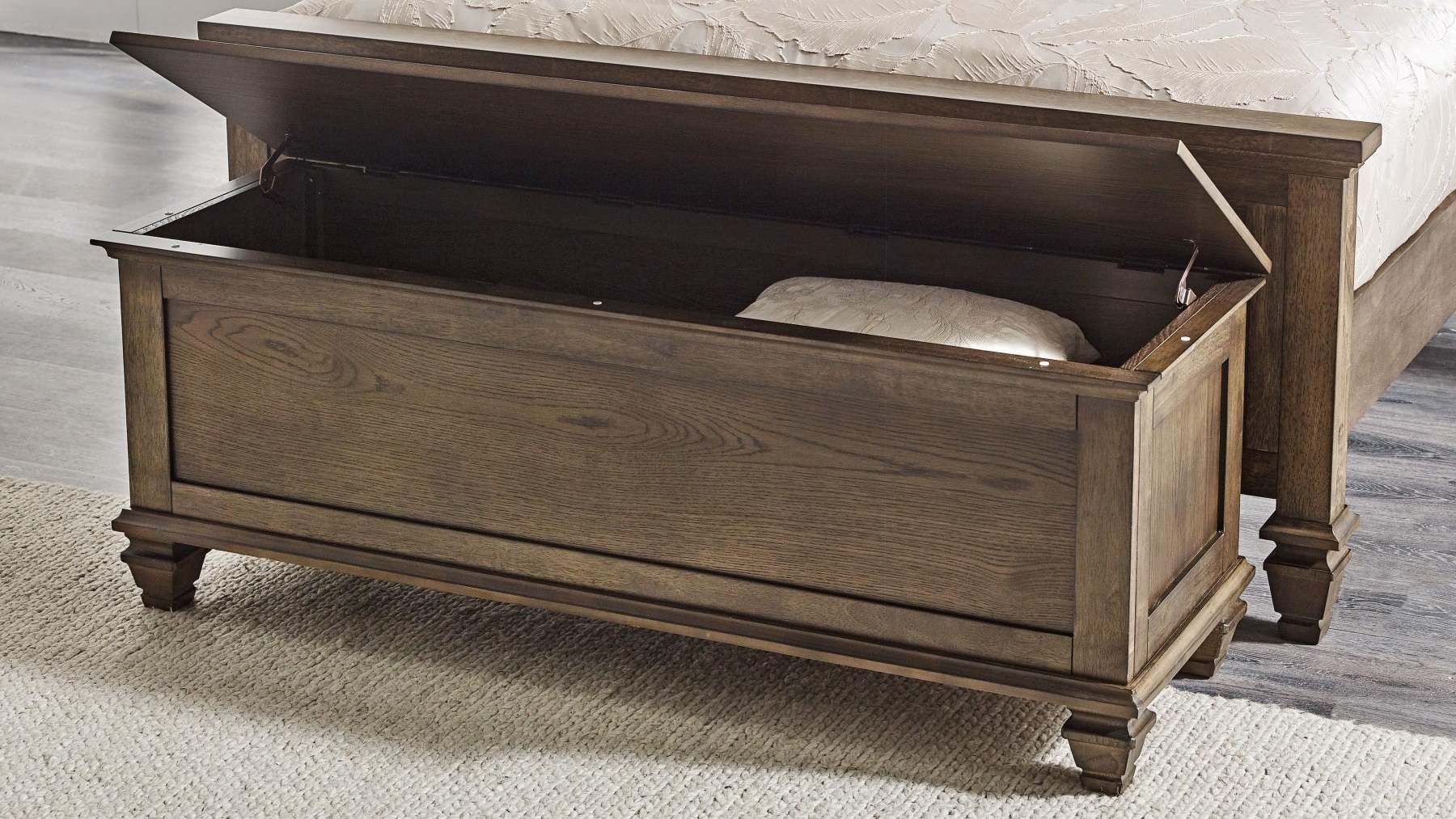 Southampton Rustic Oak Blanket Box | Harvey Norman