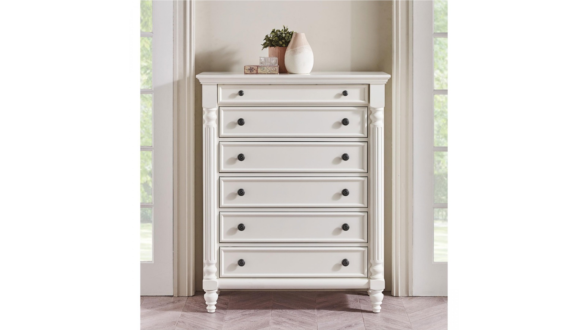 Gables 6-Drawer Tallboy - White | Harvey Norman