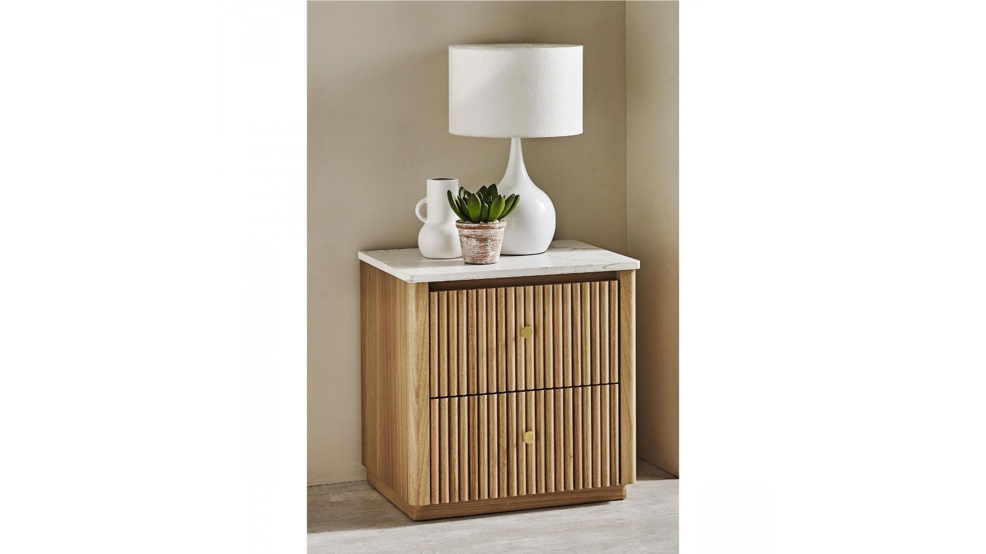 Como 2-Drawer Bedside Table with Stone Top | Harvey Norman